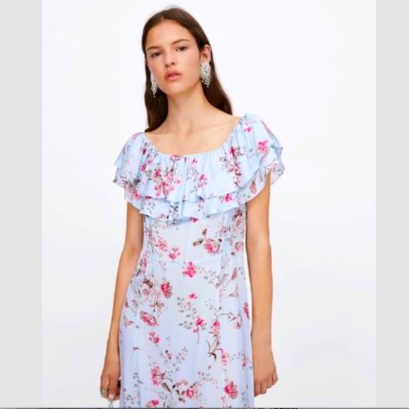 Zara | Dresses | Zara Ruffle Floral Maxi Dress | Poshmark